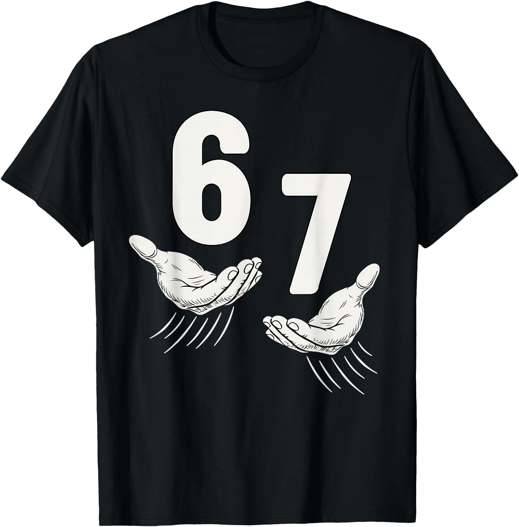Funny Six Seven 67 Meme Hands Graphic T-Shirt, Black with Sketched ...