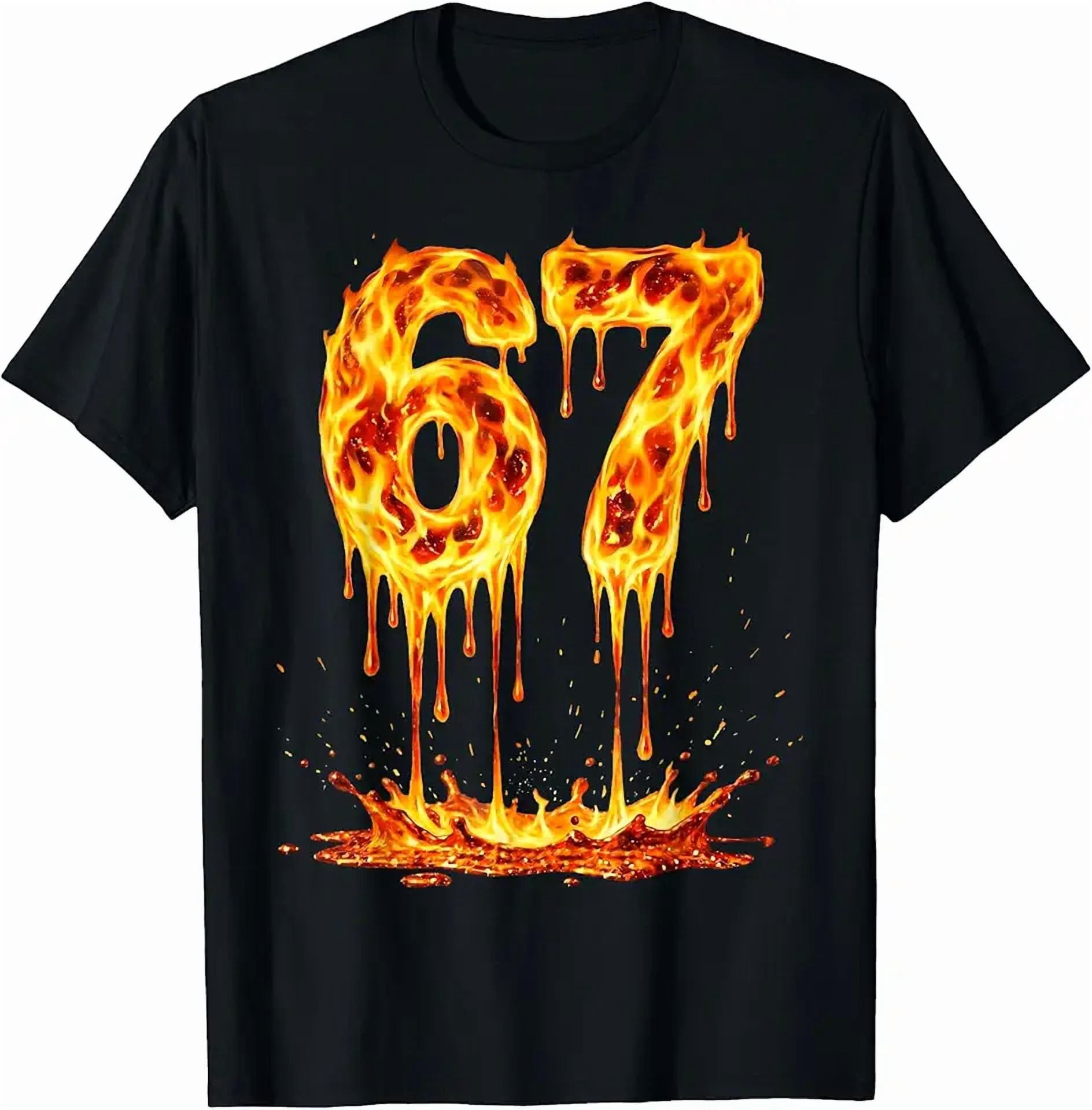 Funny Six Seven Lava 6 7 Meme Gen Alpha Slang Flames 67 Drip T-Shirt ...