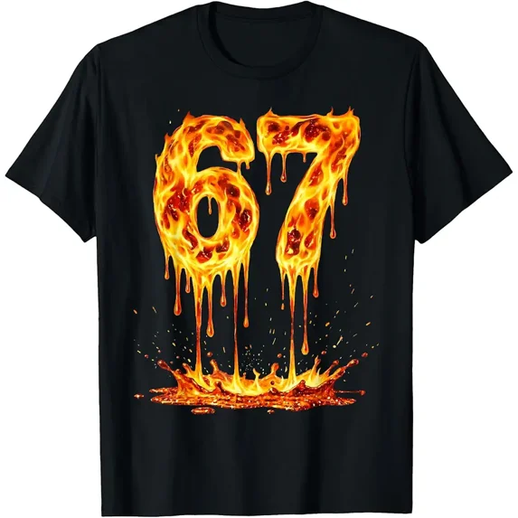 Funny Six Seven Lava 6 7 Meme Gen Alpha Slang Flames 67 Drip T-Shirt ...