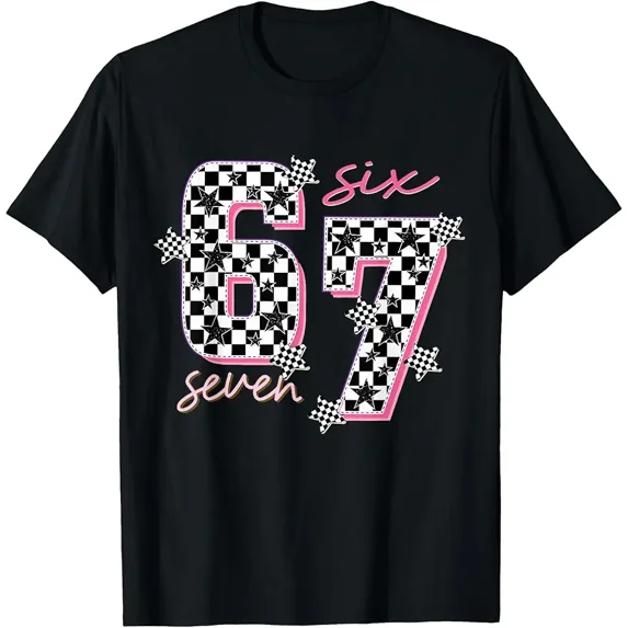 Funny Six Seven Meme Checkered 6 7 Saying Girls Kids T-Shirt - Walmart.com