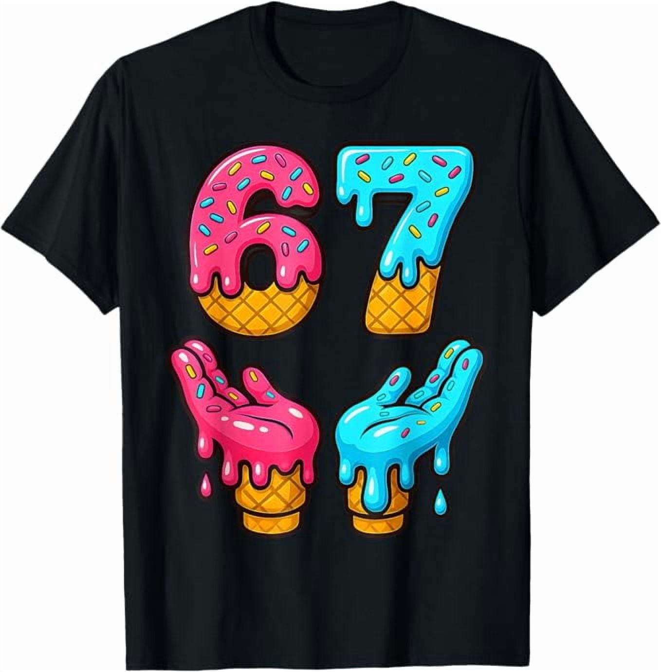 Funny Six Seven Meme T-Shirt with Colorful Melting Ice Cream Cone ...