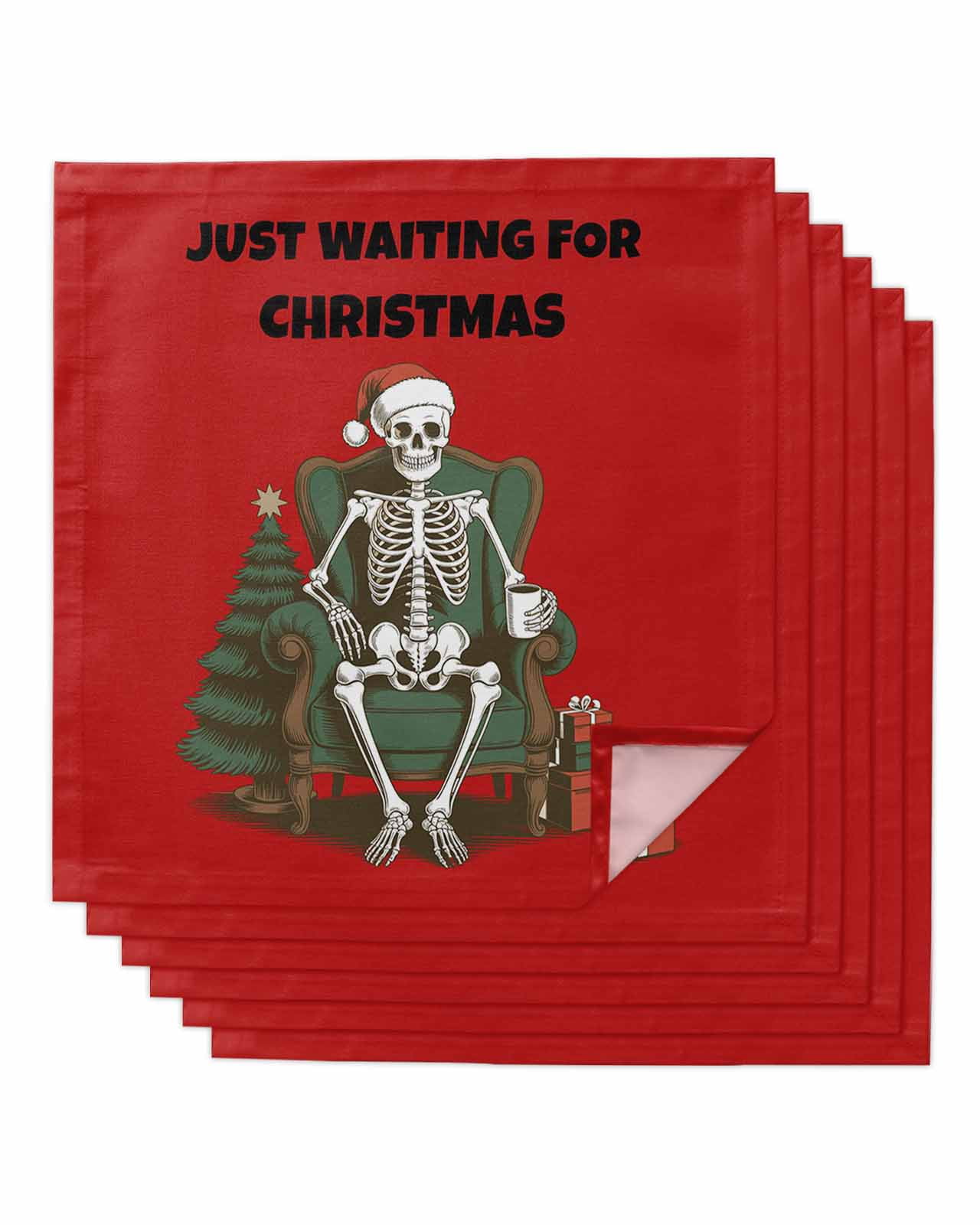 Funny Skeleton Cloth Napkins Set of 6 Reusable Dinner Napkins, Red ...