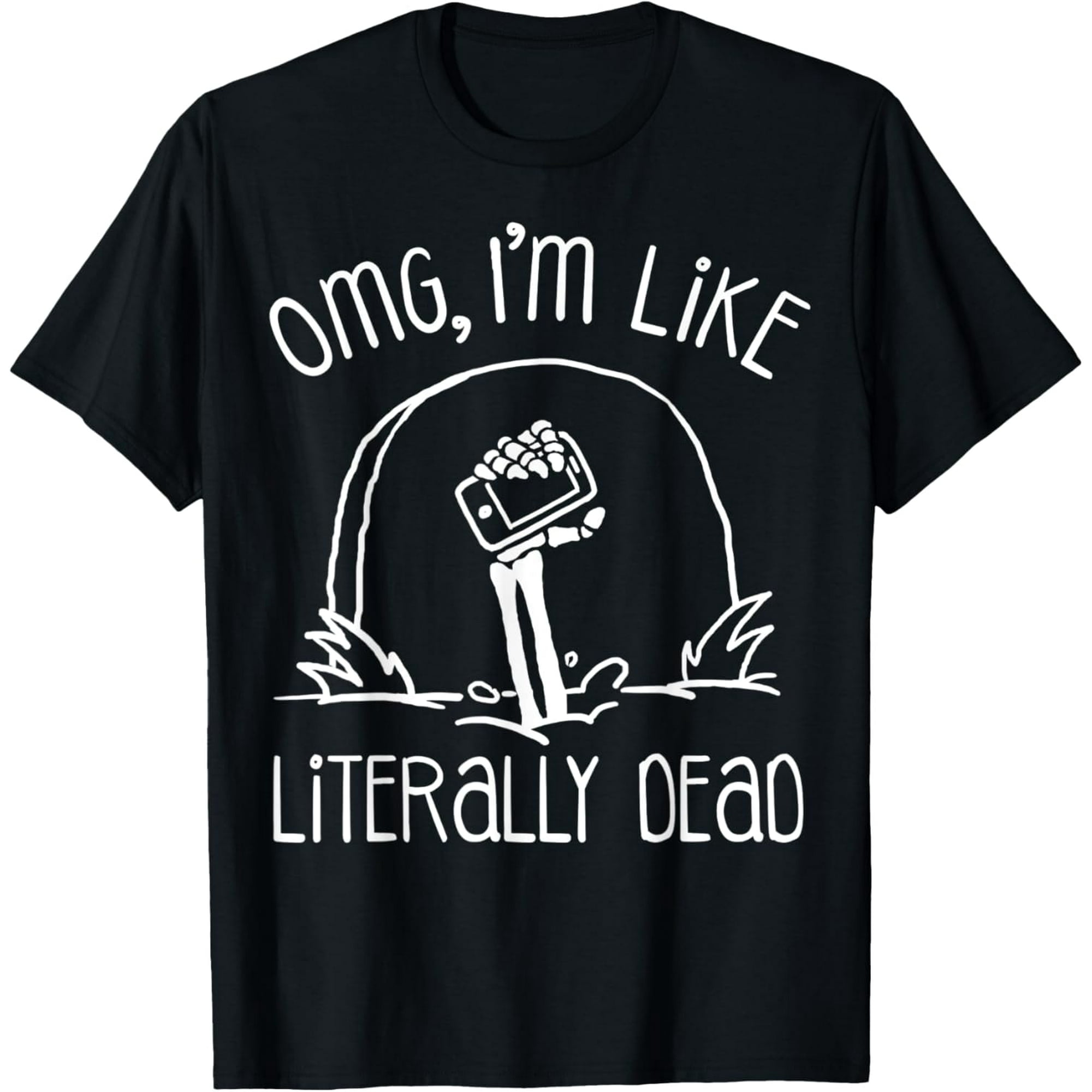 Funny Skeleton Hand Holding Phone from Grave Unisex Graphic Short ...