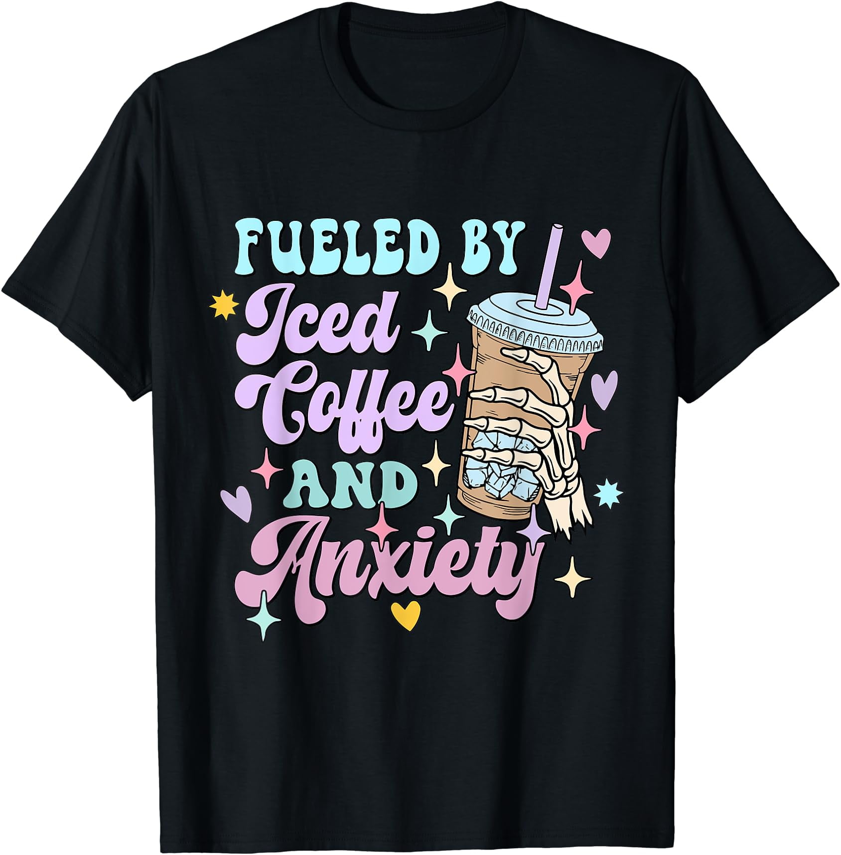 Funny Skeleton Hand Iced Coffee Fuel T-Shirt for Coffee Fans - Walmart.com