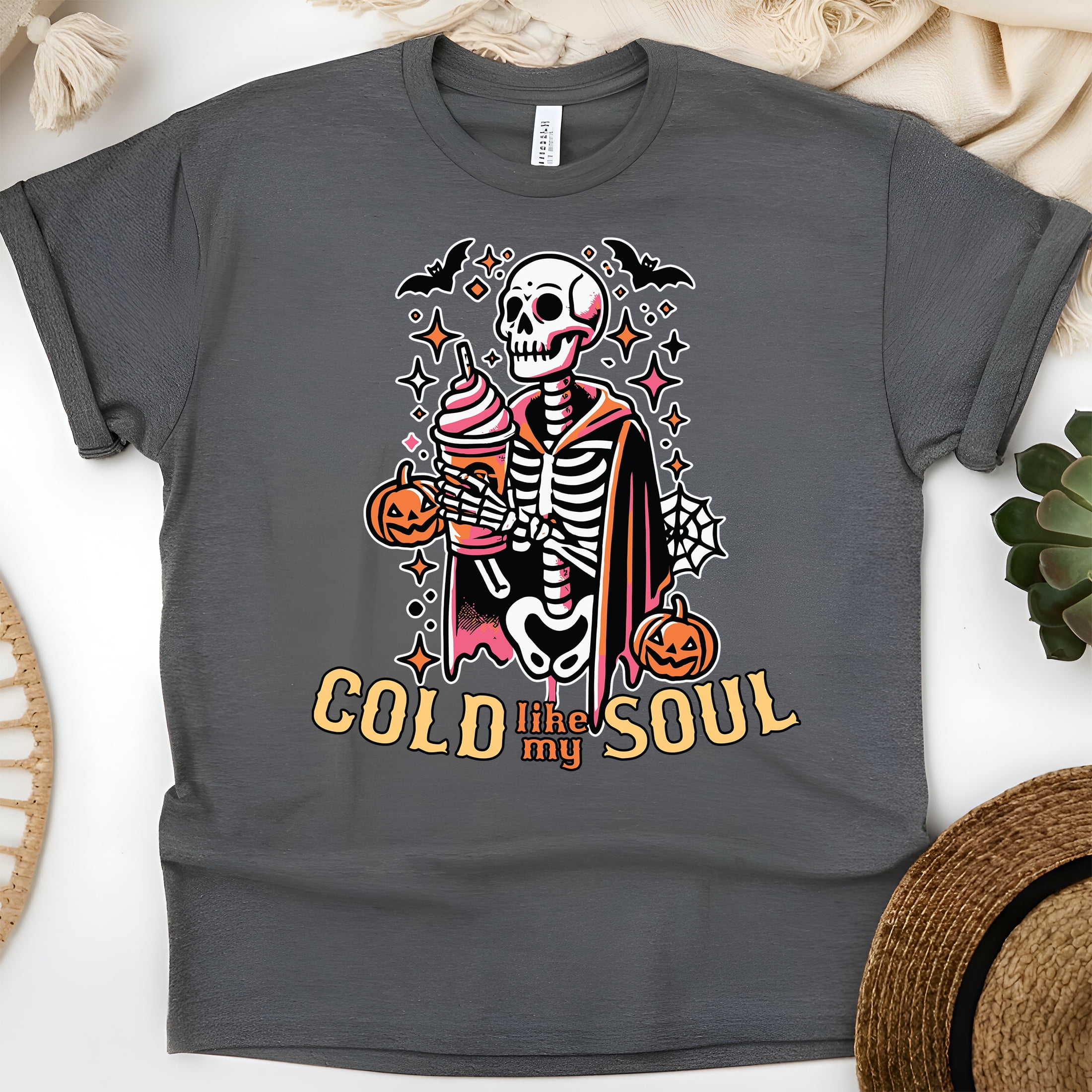 Funny Skeleton Ice Cream Shirt, Cold Like My Soul Graphic Tee , Dark ...