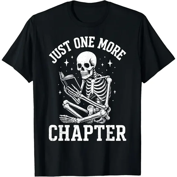 Funny Skeleton Reading Book Lover Unisex Graphic Short Sleeve T-Shirt ...