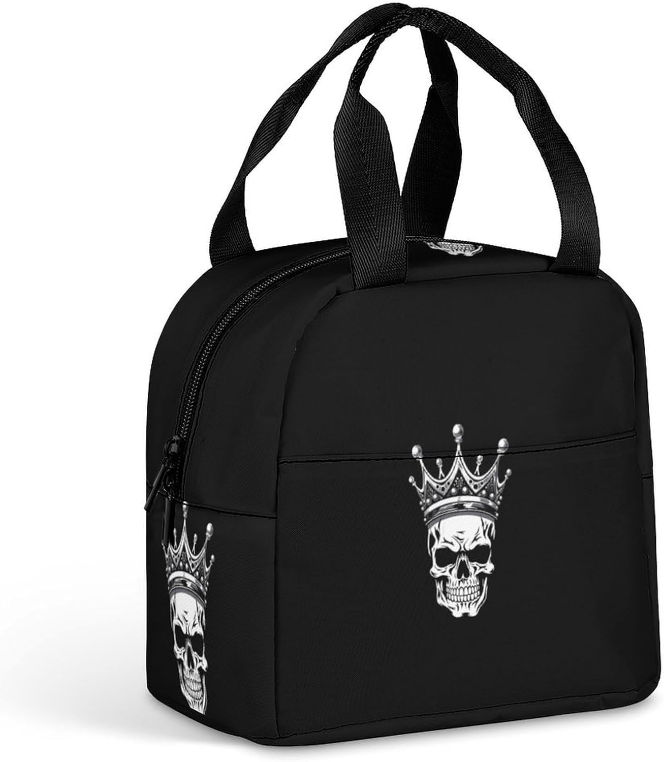 Funny Skeleton Skull Scary Face Crown Insulated Lunch Bag Reusable ...