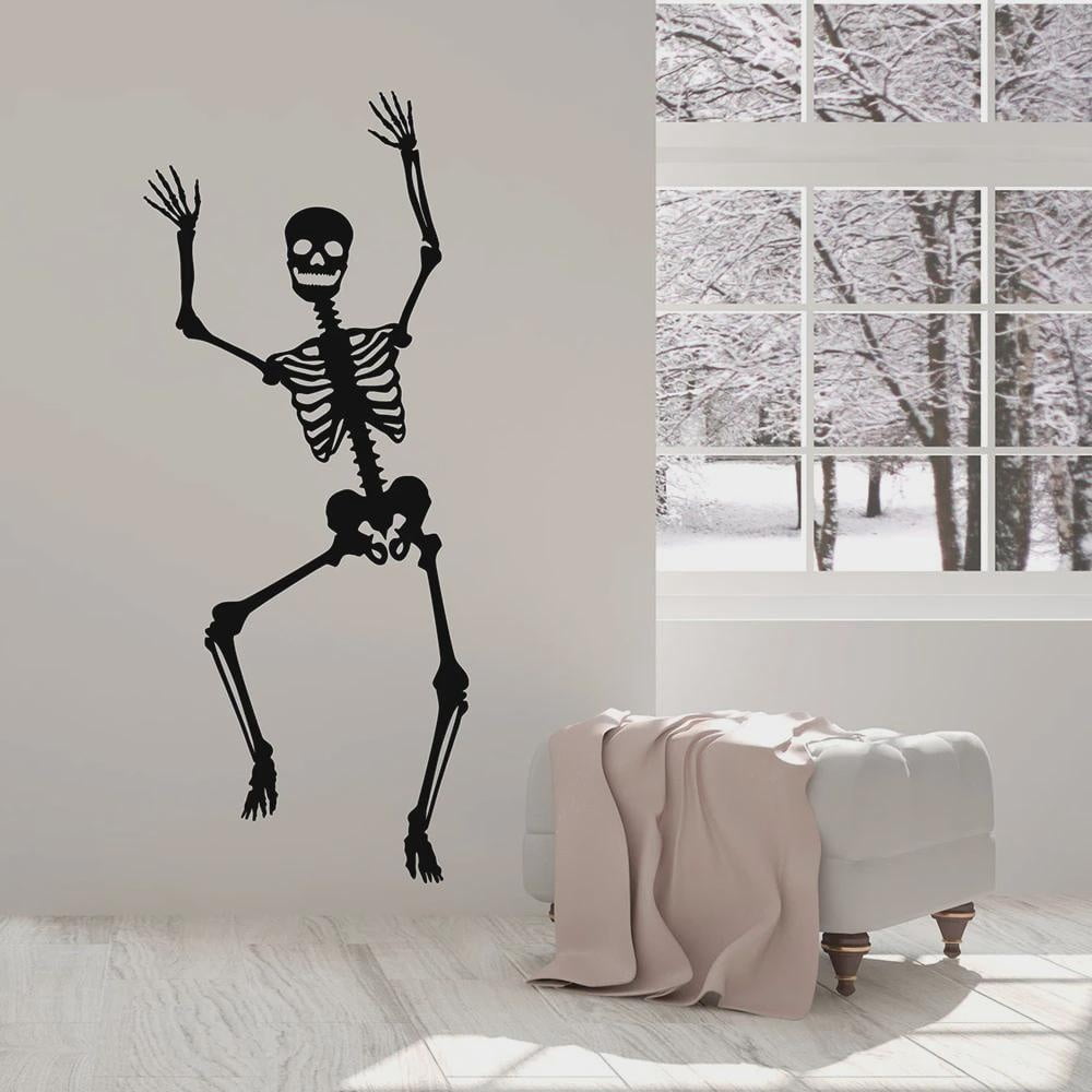 Funny Skeleton Wall Decal Dancing Skull Bones Halloween Creatives Mural ...