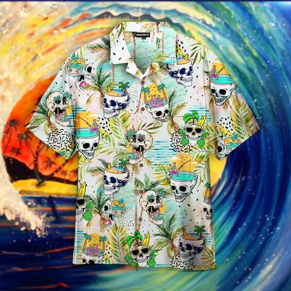 Funny Skull Head In The Summer Hawaiian Shirt - Walmart.com