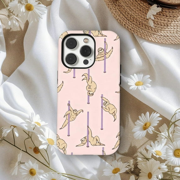 Funny Sloth Club Whimsical Pink Animal Phone Case with iPhone 17 to 11 ...