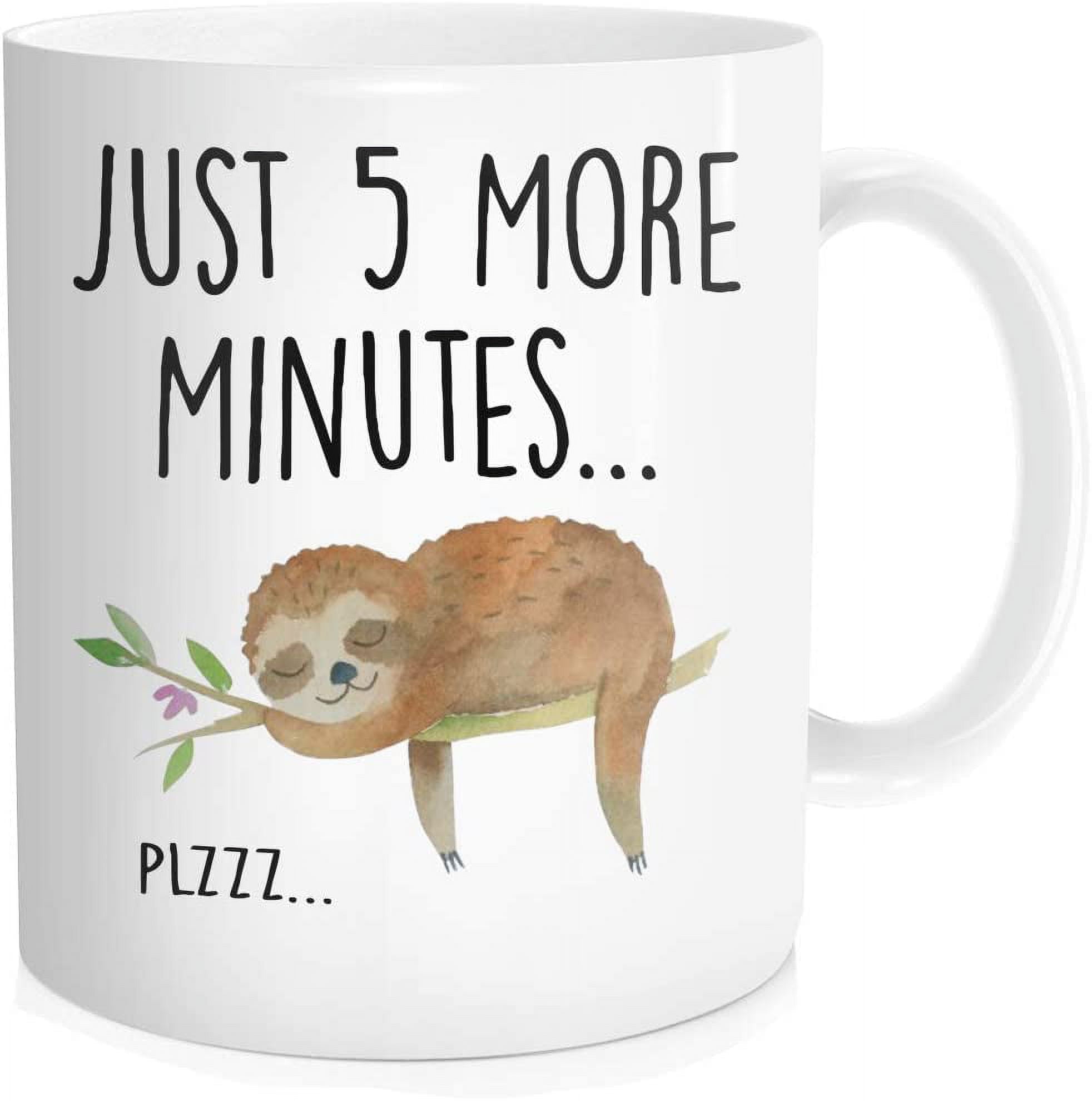 Funny Sloth Cup, Just 5 More Minutes Coffee Mug, Cute Tea Lazy Gift For ...