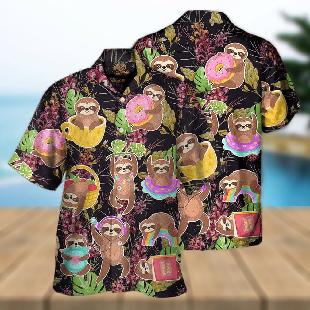 Funny Sloth Hawaiian Shirt Practical Beach Gift For Him - Walmart.com