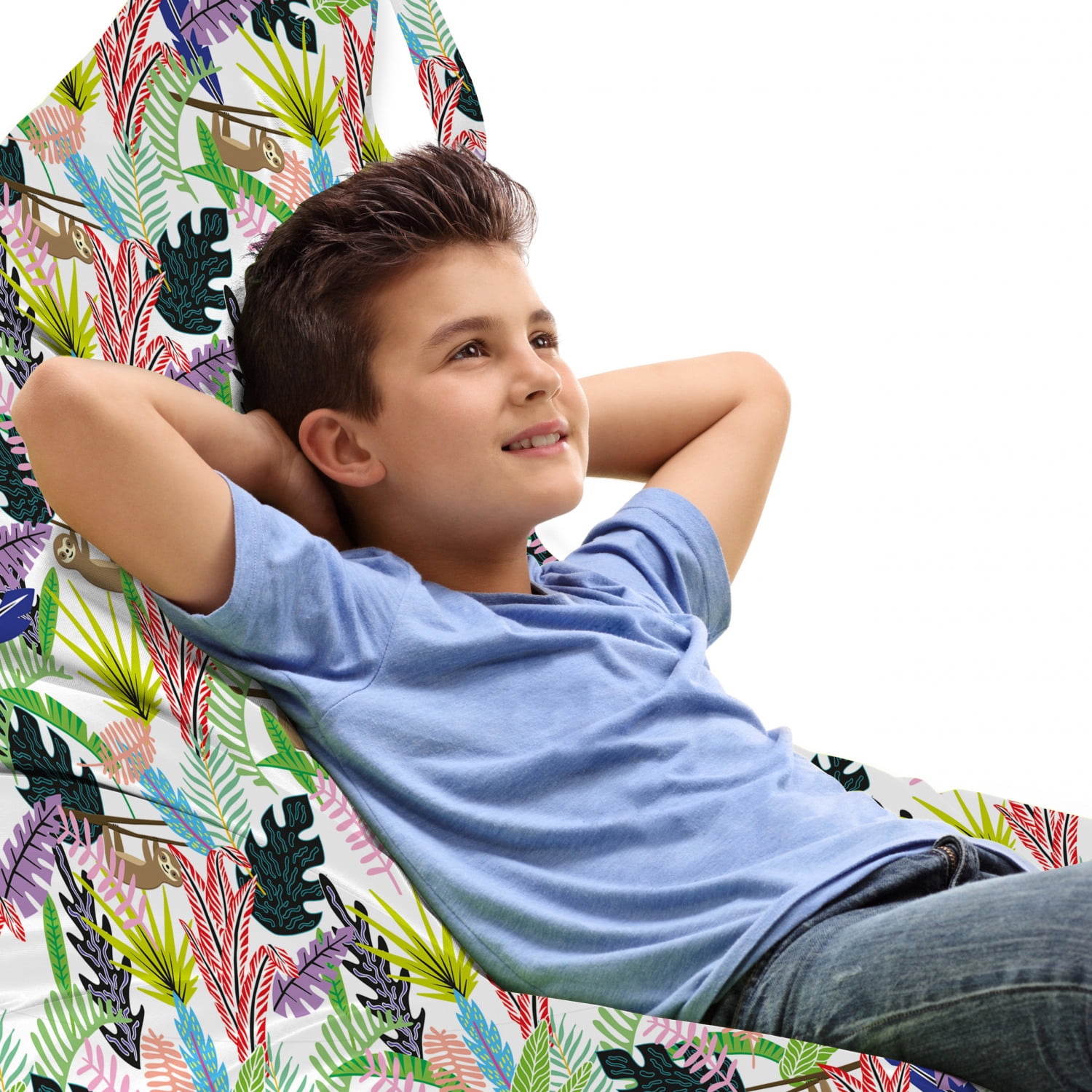 Funny Sloth Lounger Chair Bag, Repetitive Monstera and Tropical Leaves ...