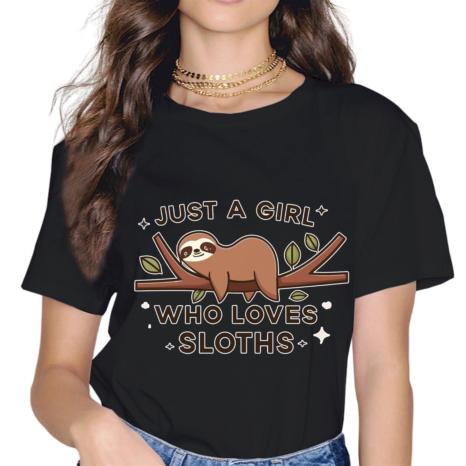 Funny Sloth Shirt for Girls Just a Girl Who Loves Sloths T-Shirt ...