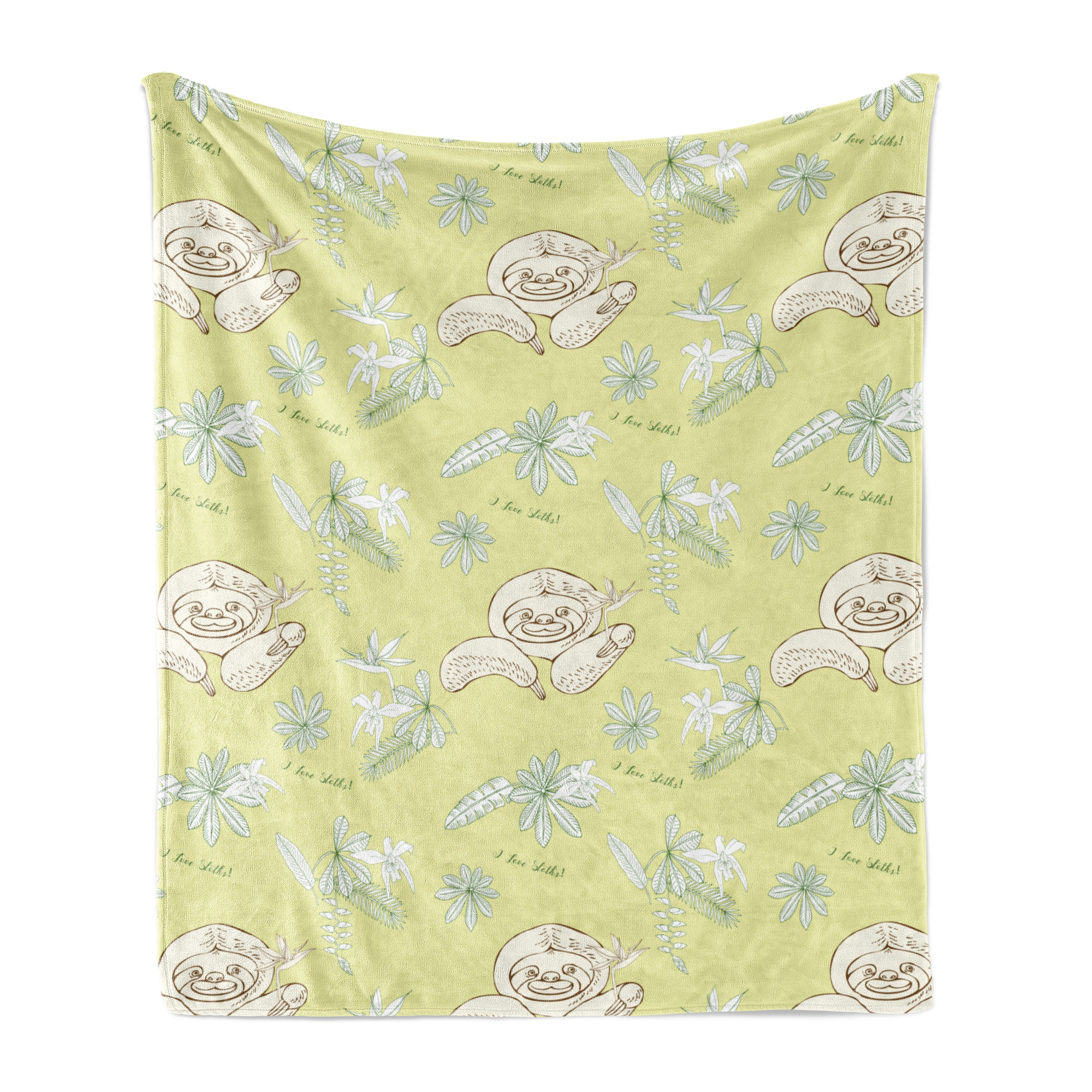 Funny Sloth Soft Flannel Fleece Throw Blanket, Sketch of Lazy Animal I ...
