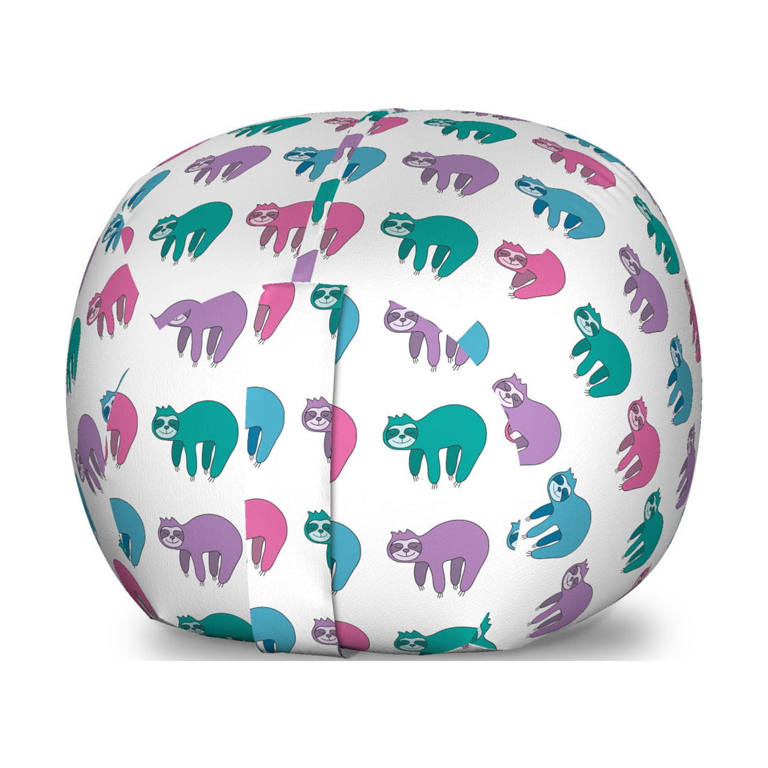 Funny Sloth Storage Toy Bag Chair, Colorful Art Repeating Lazy Animal ...