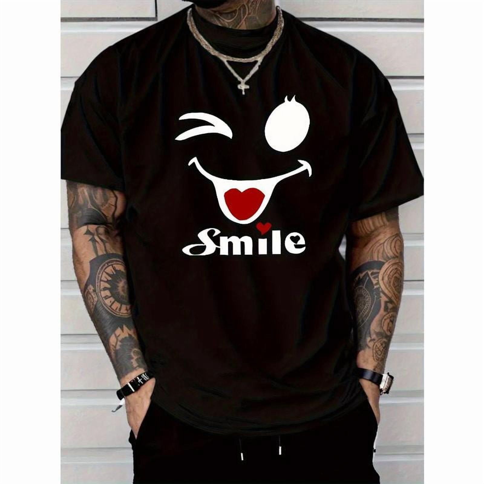 Funny - Smile Graphic Tee, Tops Has Bold “Wink & Heart” Design, Round ...