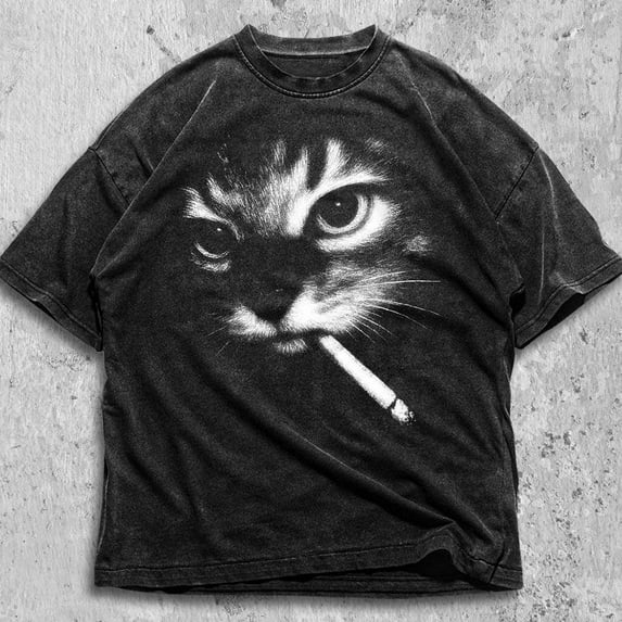 Funny Smoking Cat Meme Shirt, Viral Internet Meme Cat Shirt, Gen Z Joke ...