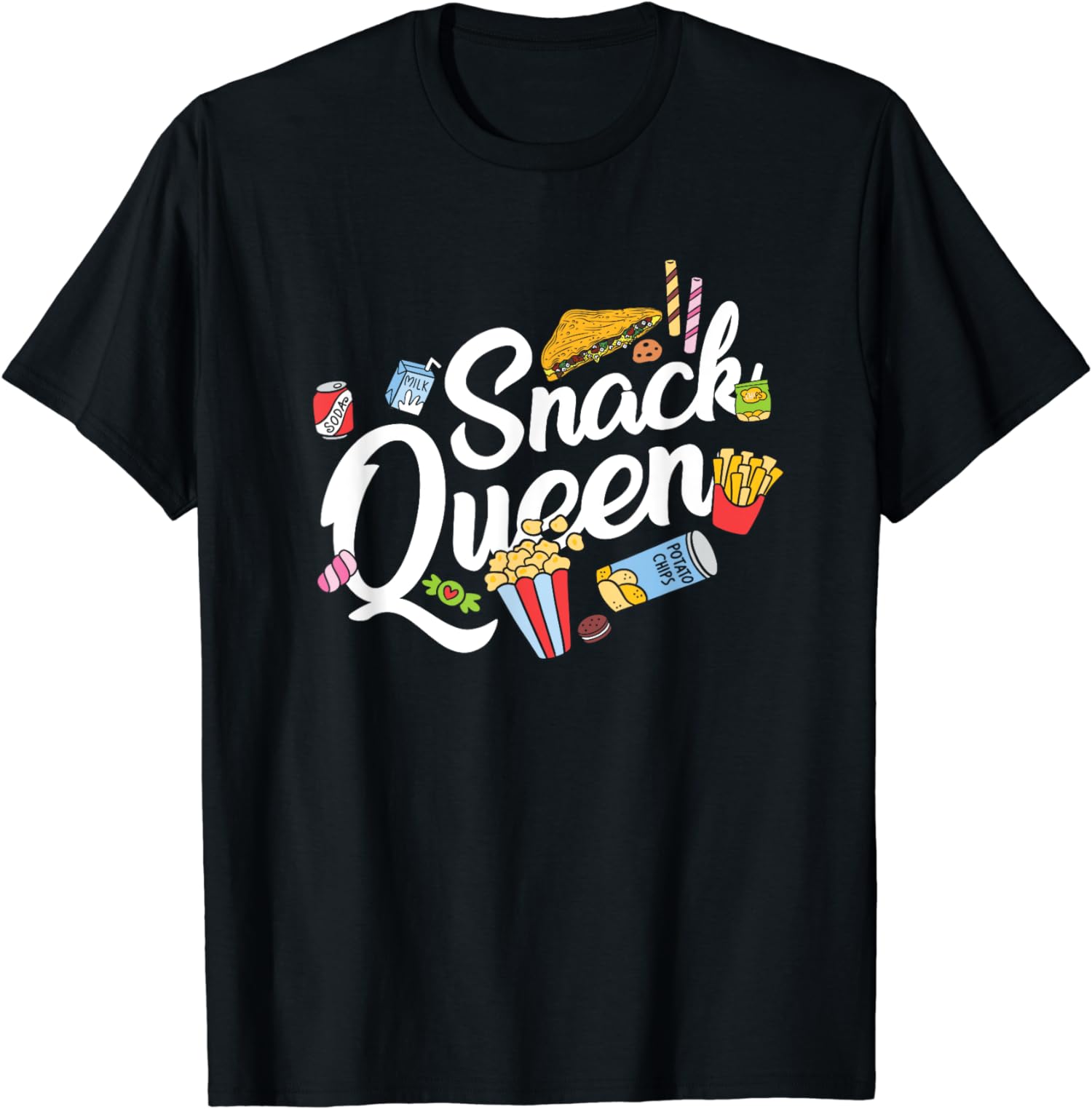 Funny Snack Lover Designs For Women Girls Snack Queen T-Shirt - Walmart.com