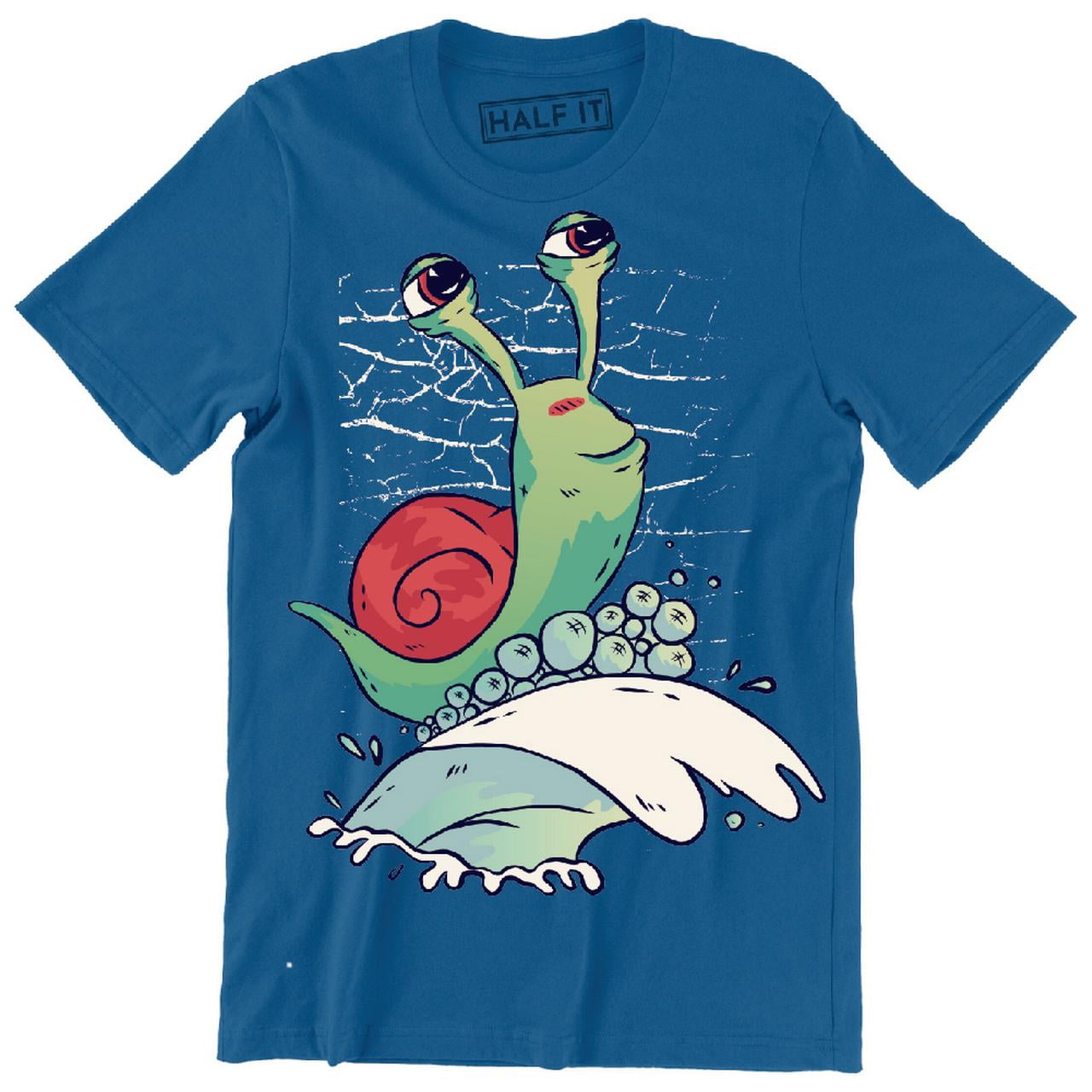 Funny Snail Surfing With A Lot Of Bubbles Underneath Men's T-Shirt ...