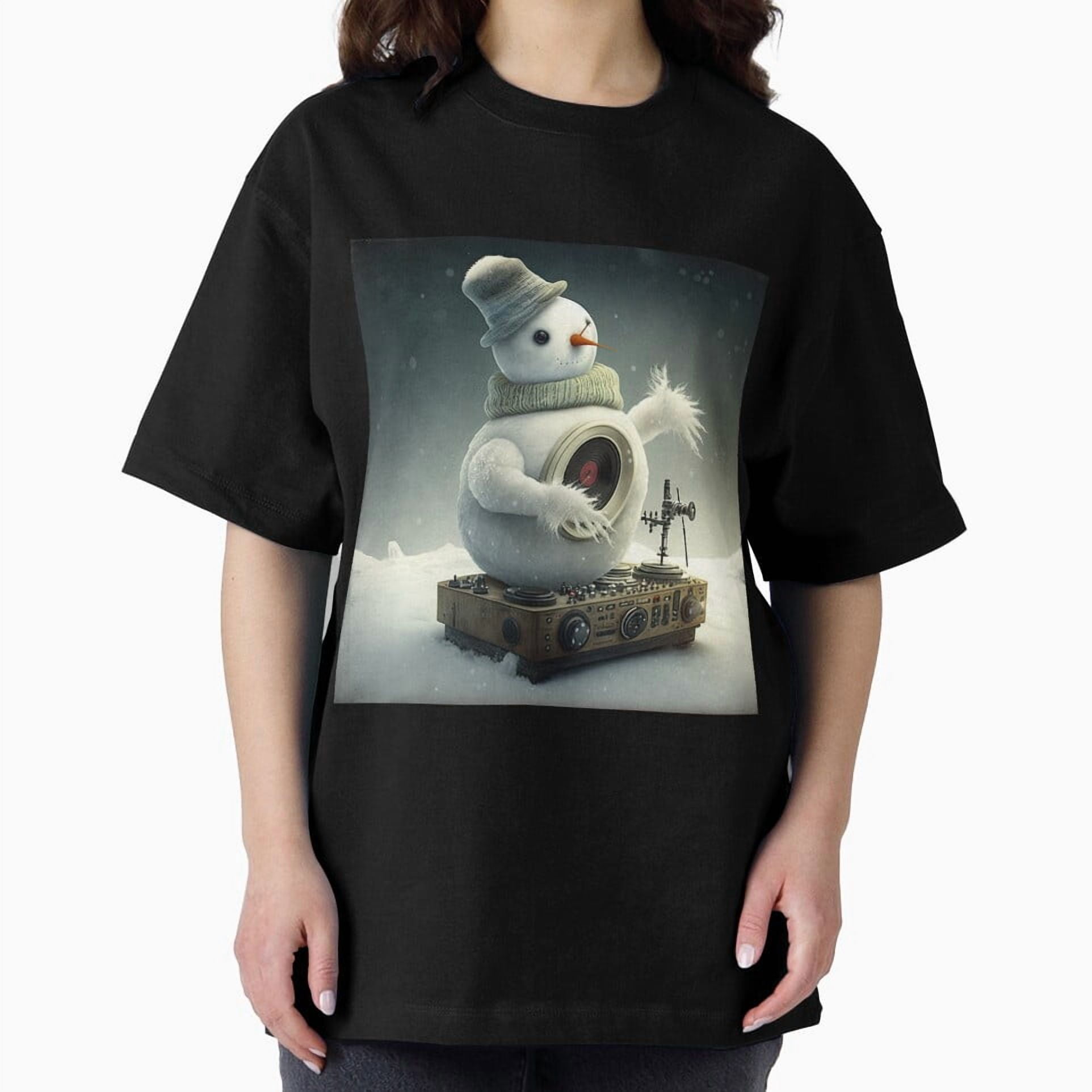 Funny Snowman DJ Playing Music for a Fun Winter Event Unisex T-Shirt ...