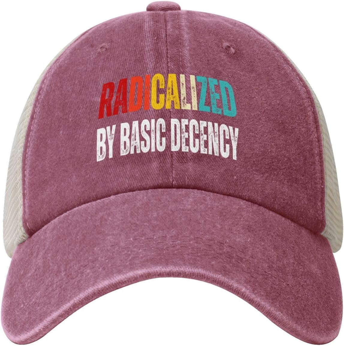 Funny Social Message Hat – Radicalized by Basic Decency Mesh Baseball ...