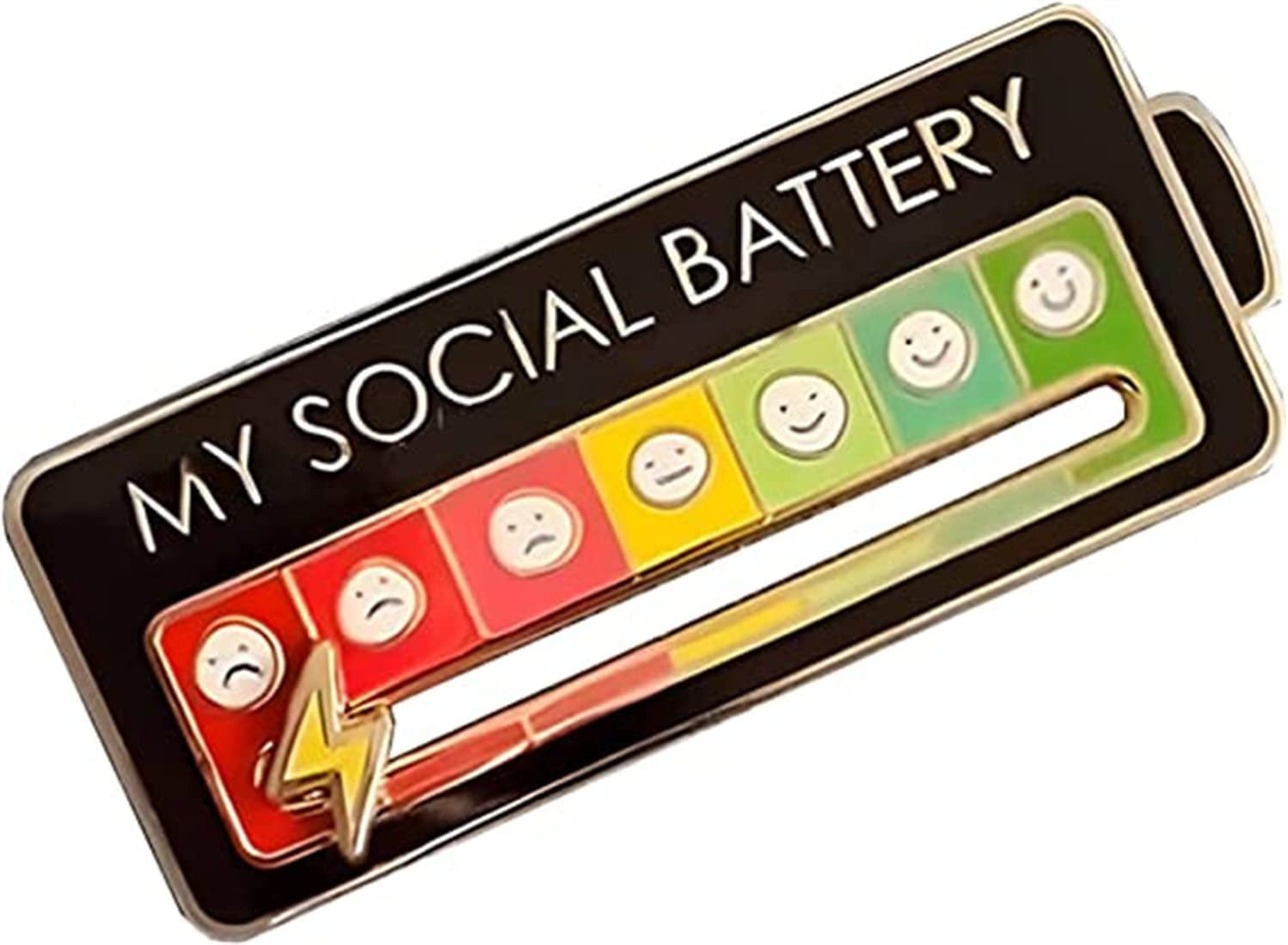 7 Day Social Mood Brooch Pin Interactive Enamel Lapel Pin Showcase Your Mood Black