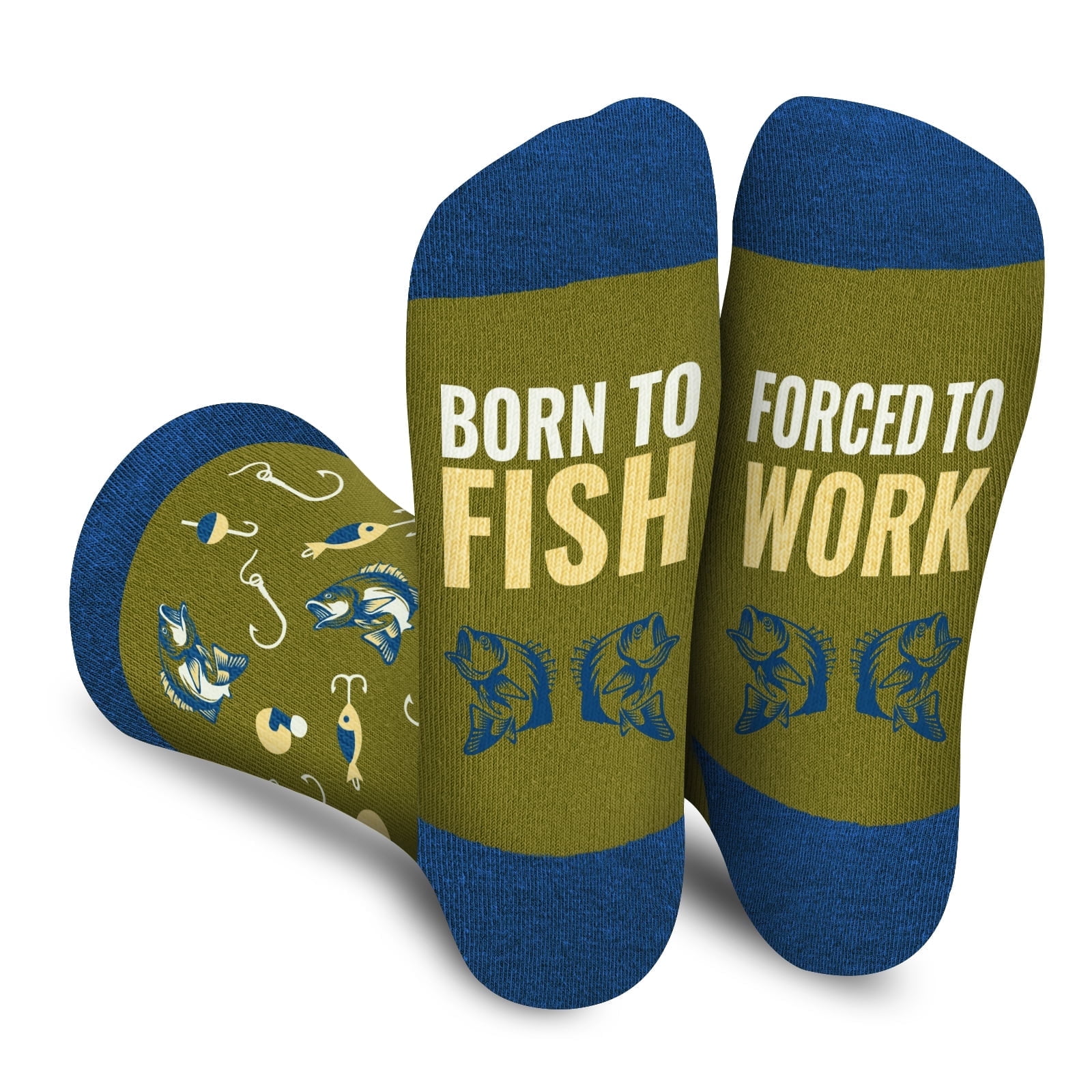Funny Fish Socks for Men Women Teenage Boys -BORN TO FISH FORCED TO ...