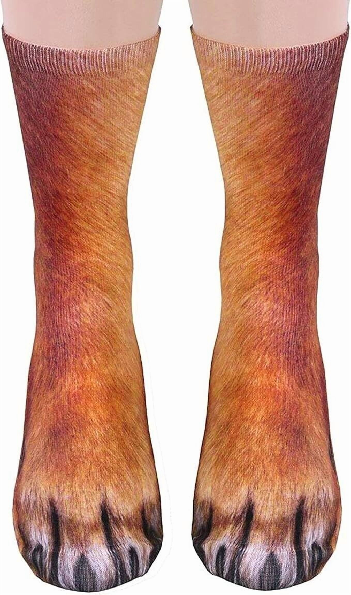 Funny Socks for Men Women Teens - Fun Animal Dog Paws Socks 3D White ...
