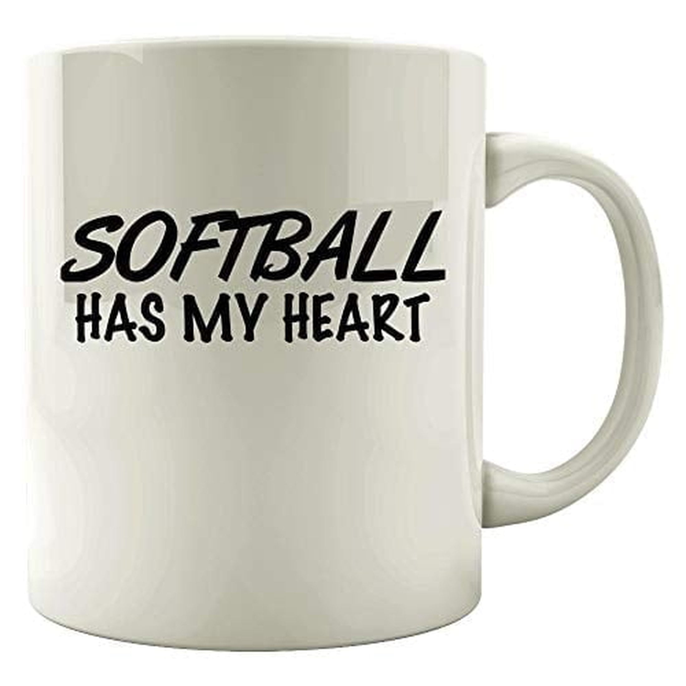 Softball 11 oz Coffee Mug - Softball Has My Heart White Ceramic Gift ...
