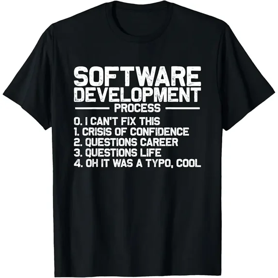 Funny Software Development Process Debugging Coder Men Graphic T-Shirt ...