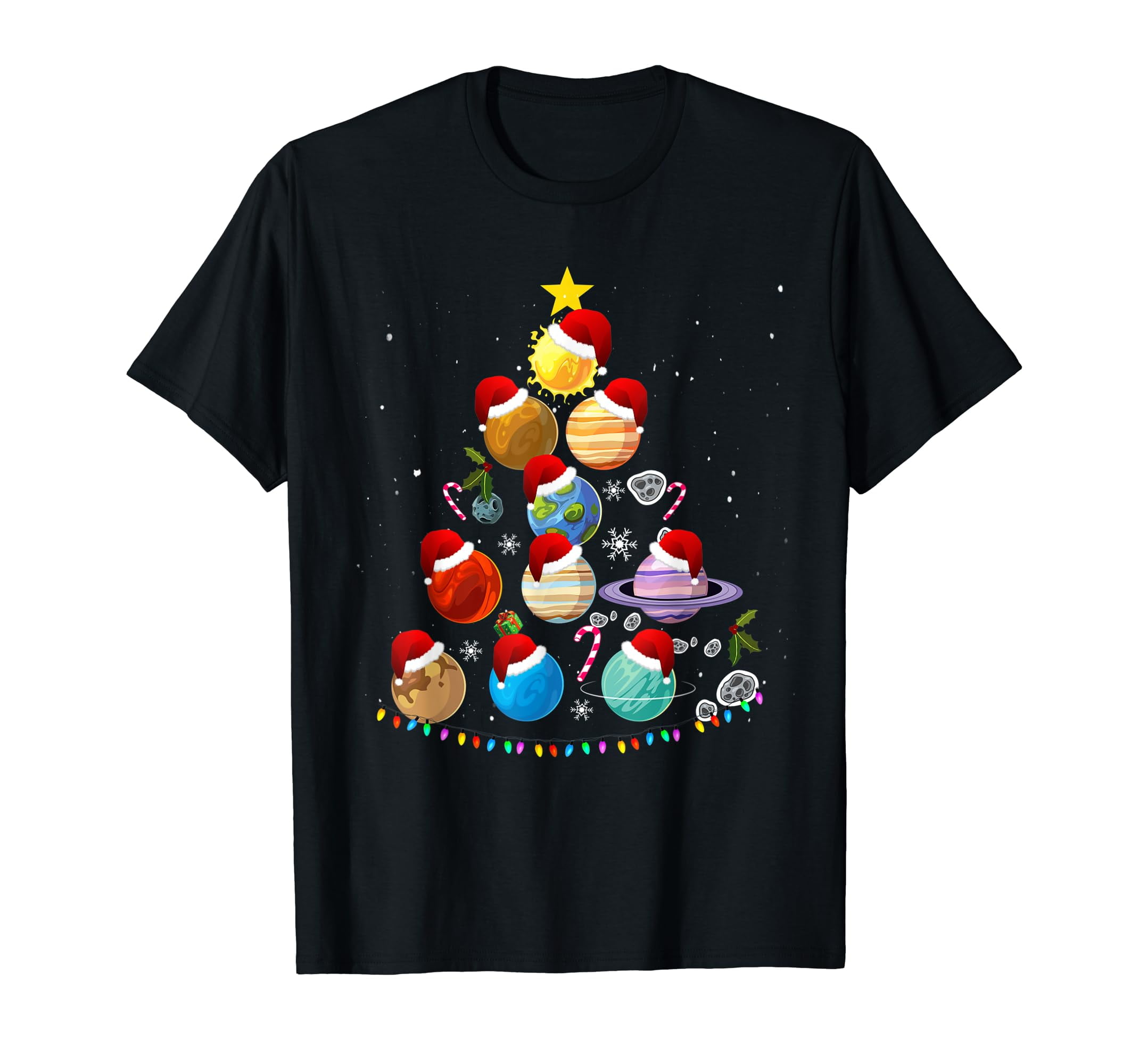 Funny Solar System Space Planets Tree Christmas Pajama Xmas T-Shirt ...