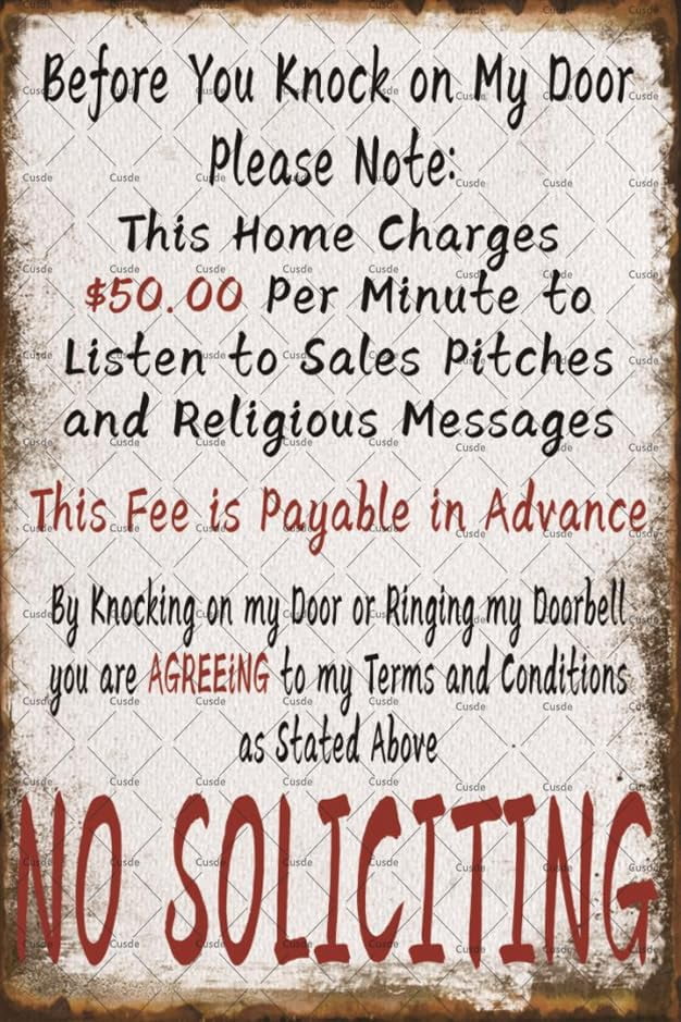 Funny No Soliciting Sign Vintage Don’t Knock Metal Tin Sign Business Go ...