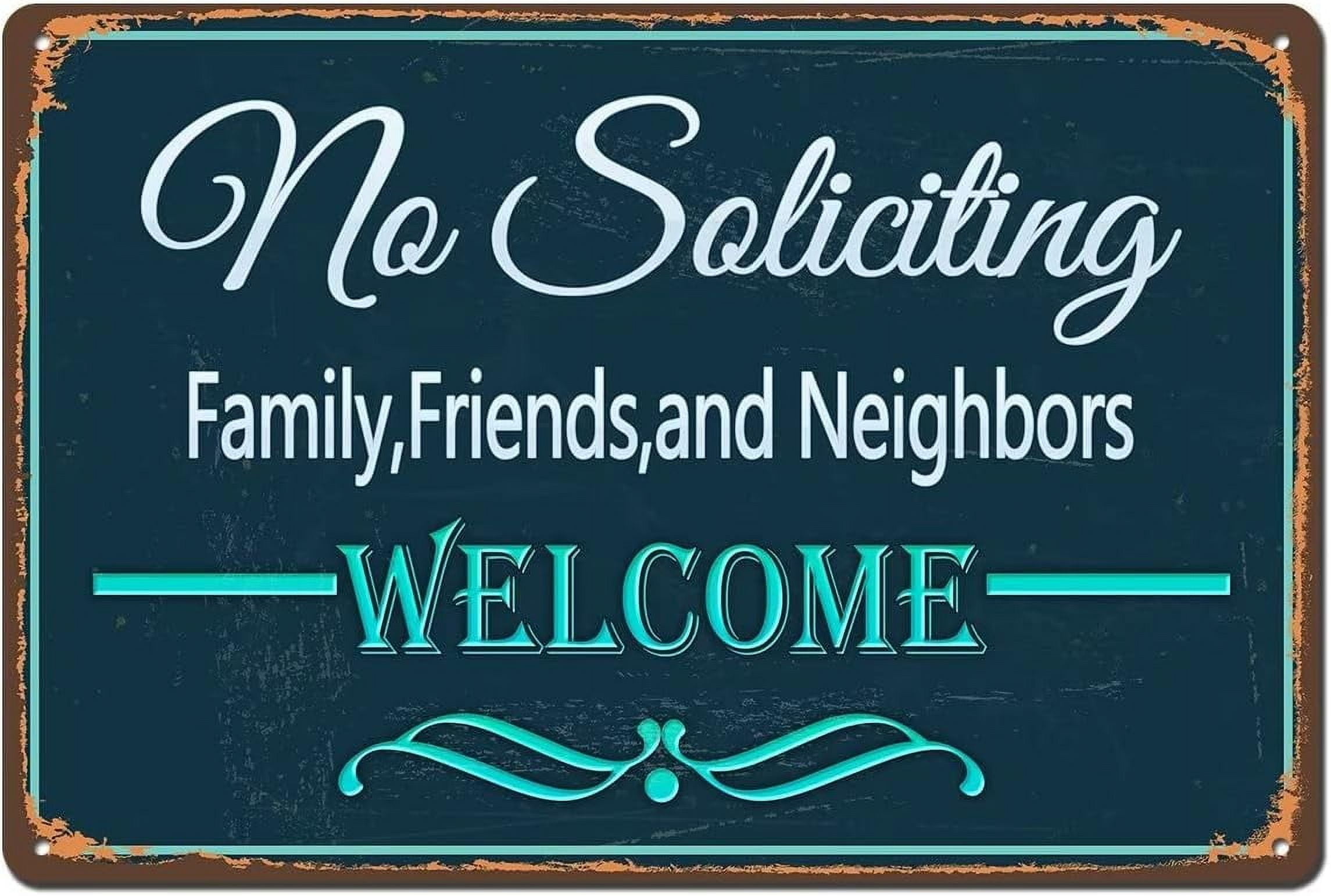 Funny No Soliciting Signs for Home House,Family Friends and Neighbors Welcome Retro Vintage Tin ...