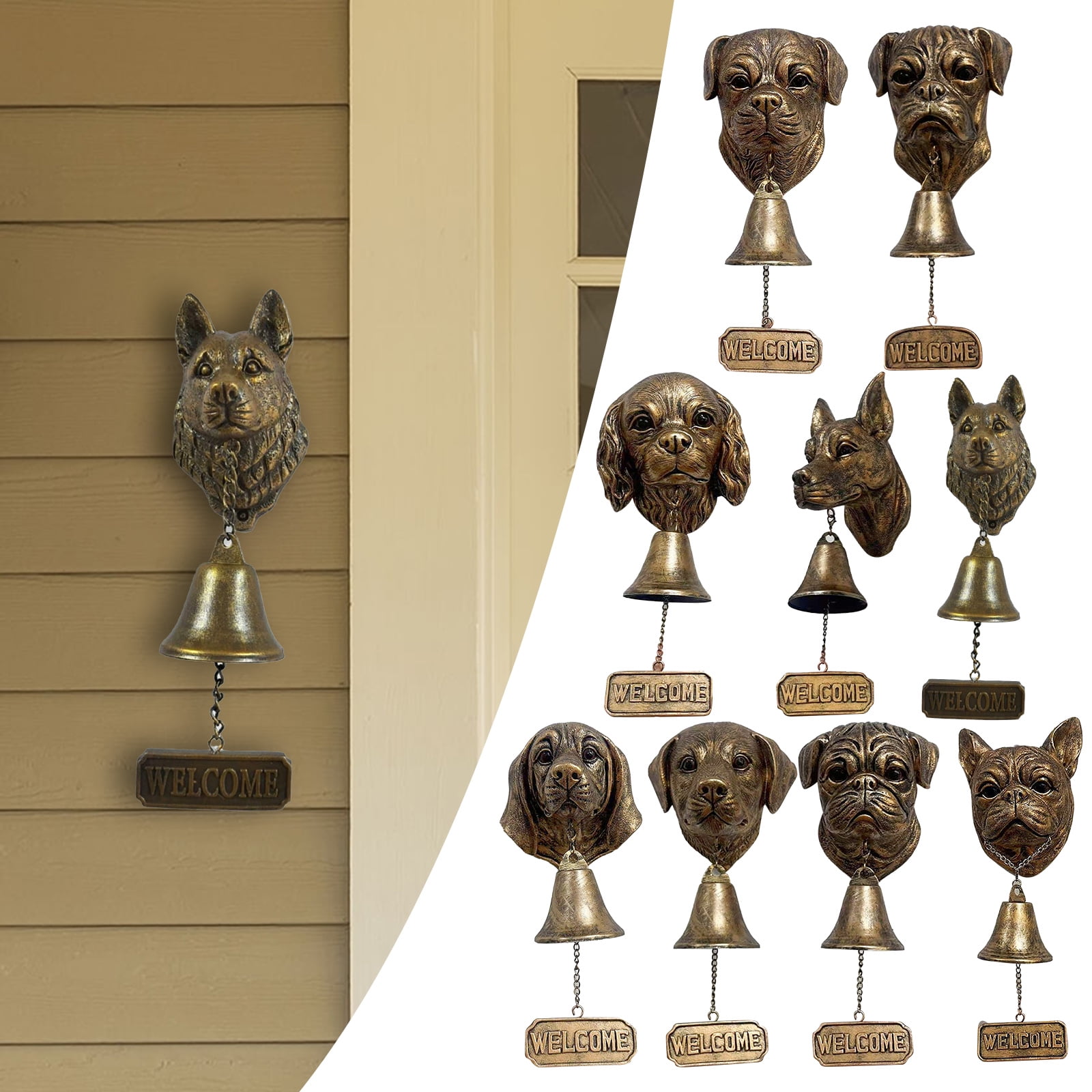 Funny Solid Metal Dog Door Bell - Statement Middle Finger Bulldog with ...