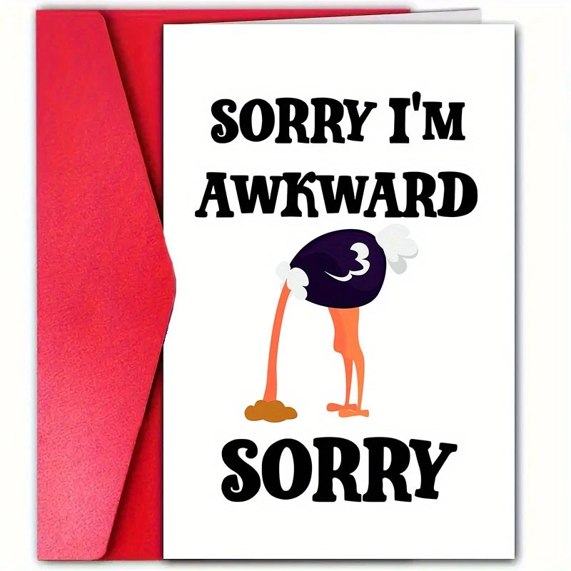 Funny “Sorry I’m Awkward” Greeting Card – Hilarious Ostrich Design ...