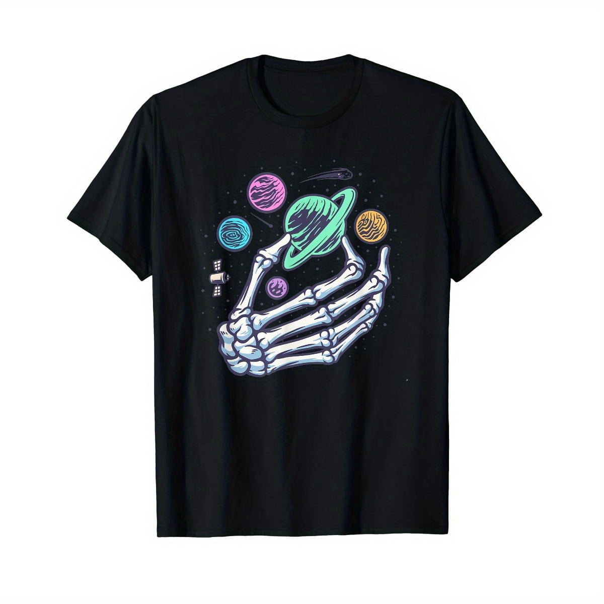 Funny Space Skeleton Astronaut Hands Holding Planets Science T-Shirt ...