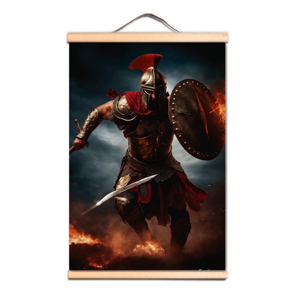 Funny Spartan Warriors Poster Artwork Banner Canvas Scroll Painting ...