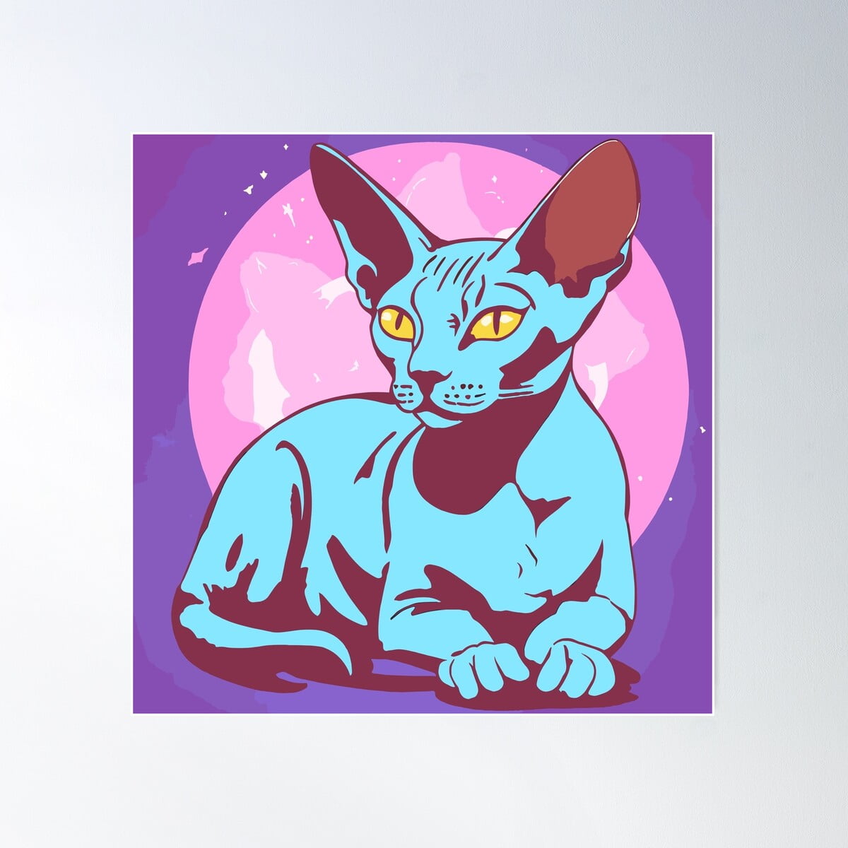 Funny Sphynx Hairless Alien Cat Poster Wall Art, Modern Wall Decor For ...