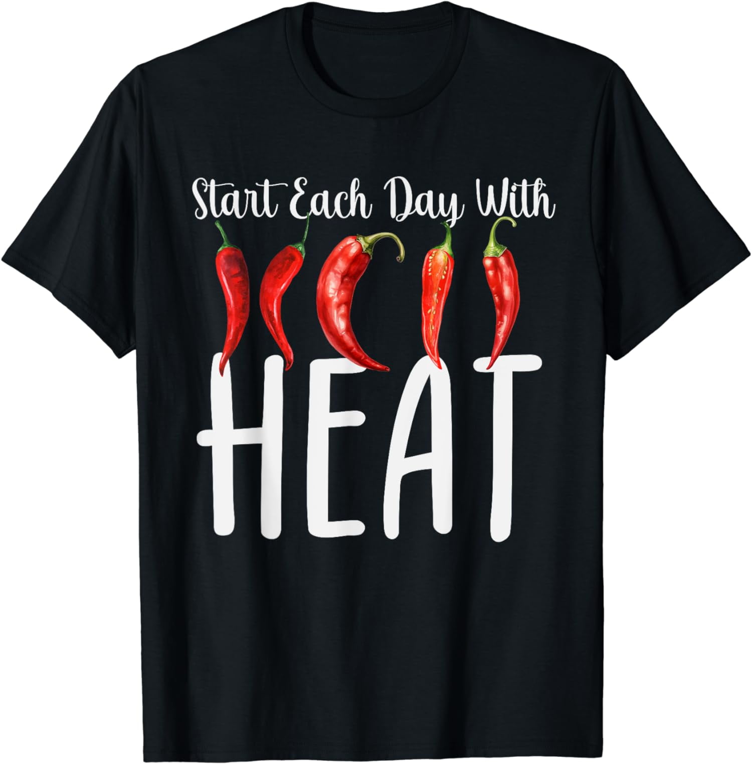 Funny Spicy Foodie Chili Pepper Hot Salsa Sauce Cajun Heat T-Shirt ...