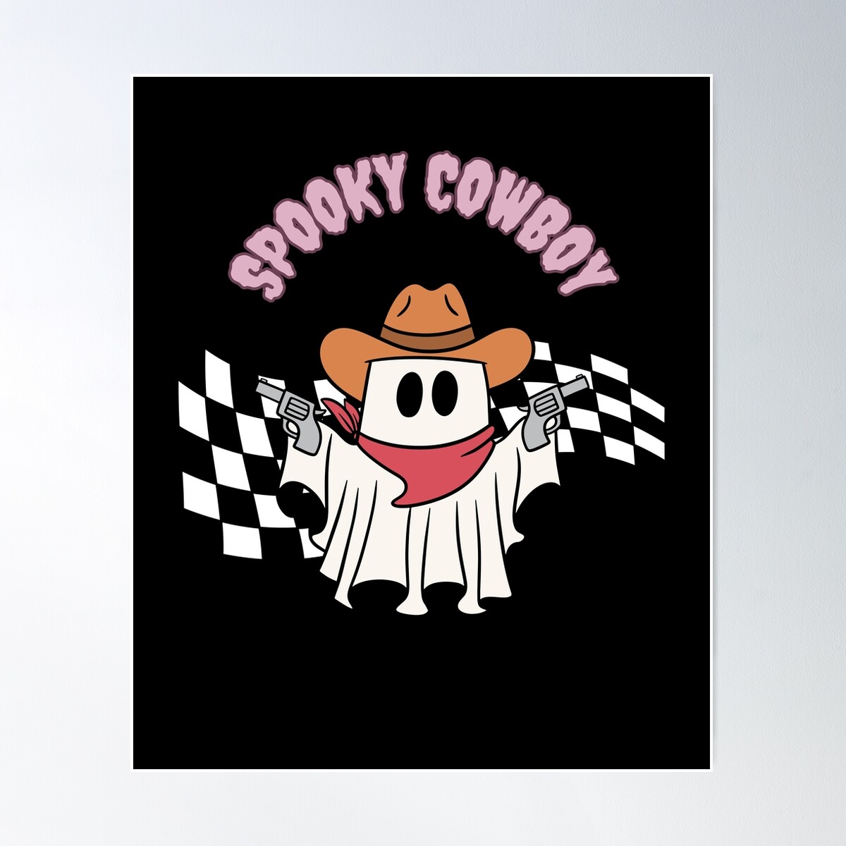 Funny Spooky Cowboy Ghost Halloween Tee Poster Wall Art, Modern Wall ...