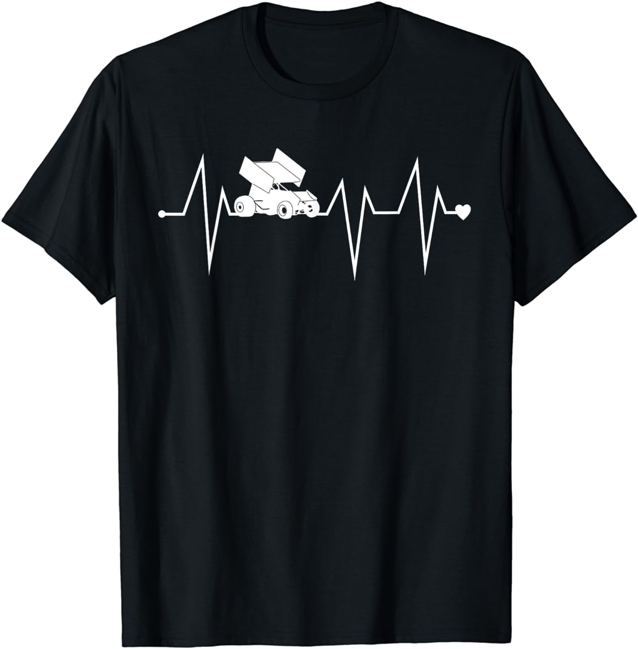 Funny Sprint Car Racing Racer Heartbeat Heart Pulse Rate EKG T-Shirt ...