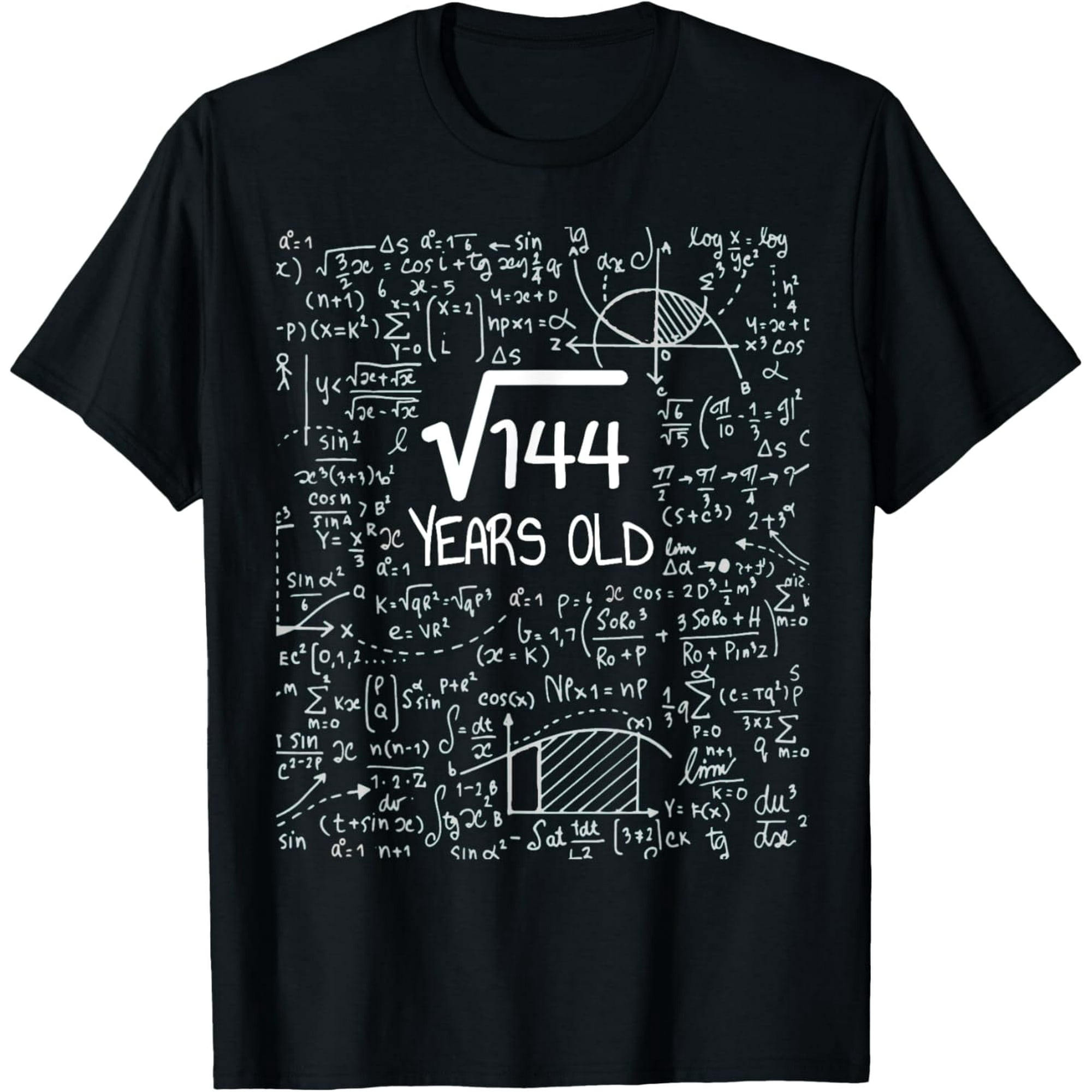 Funny Square Root 144 Math Design 12th Birthday Unisex Cotton Graphic T ...