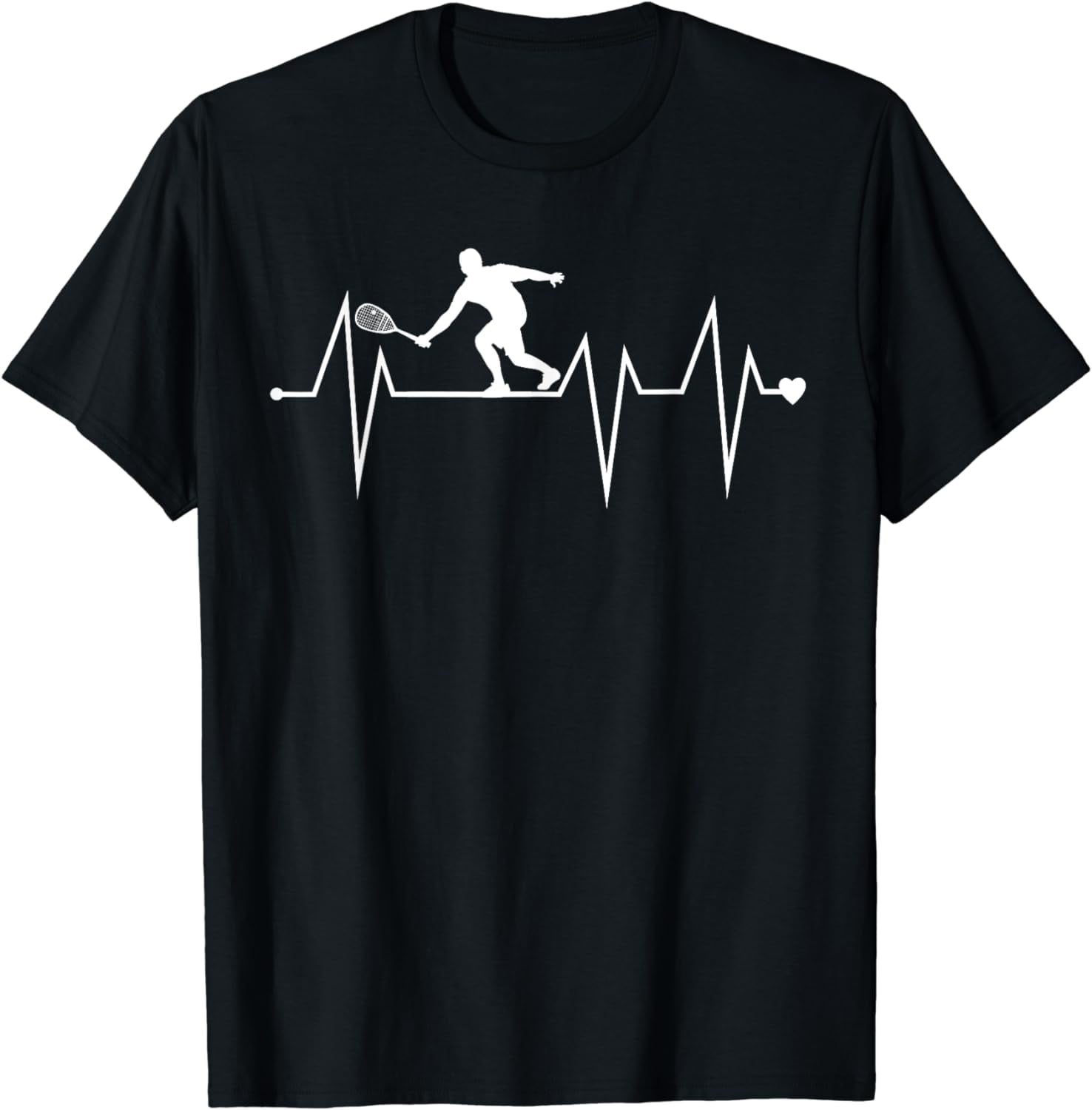Funny Squash Player Tennis Heartbeat Heart Pulse Rate EKG T-Shirt ...