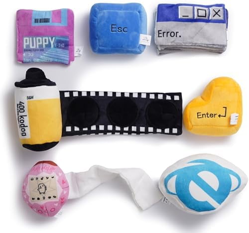 Funny Squeaky Dog Toys, Old Tech Themed Stuffed Plush Puppy Toy Set ...