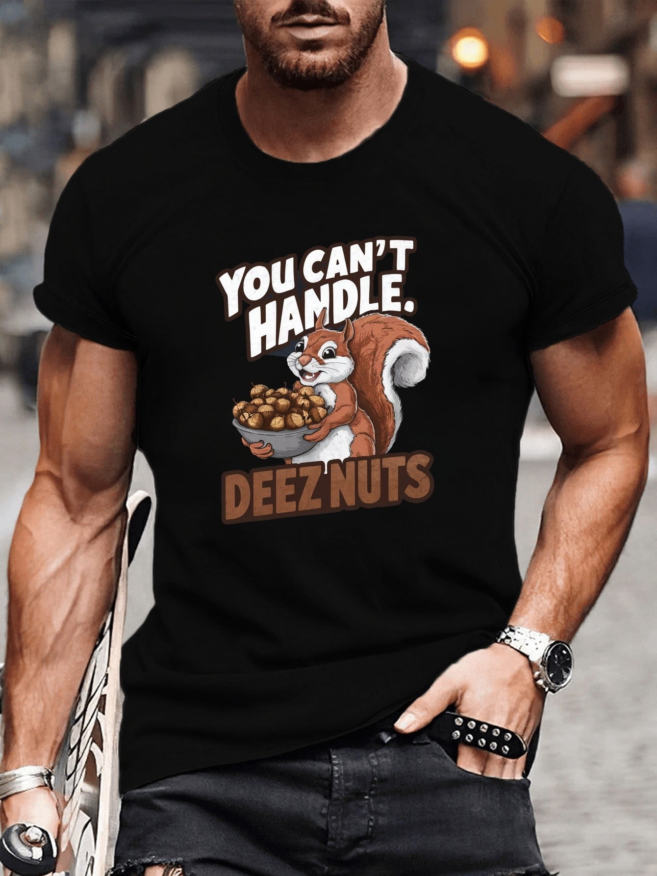 Funny Squirrel Nuts' Graphic Tee for Men - Casual Short Sleeve T-Shirt ...