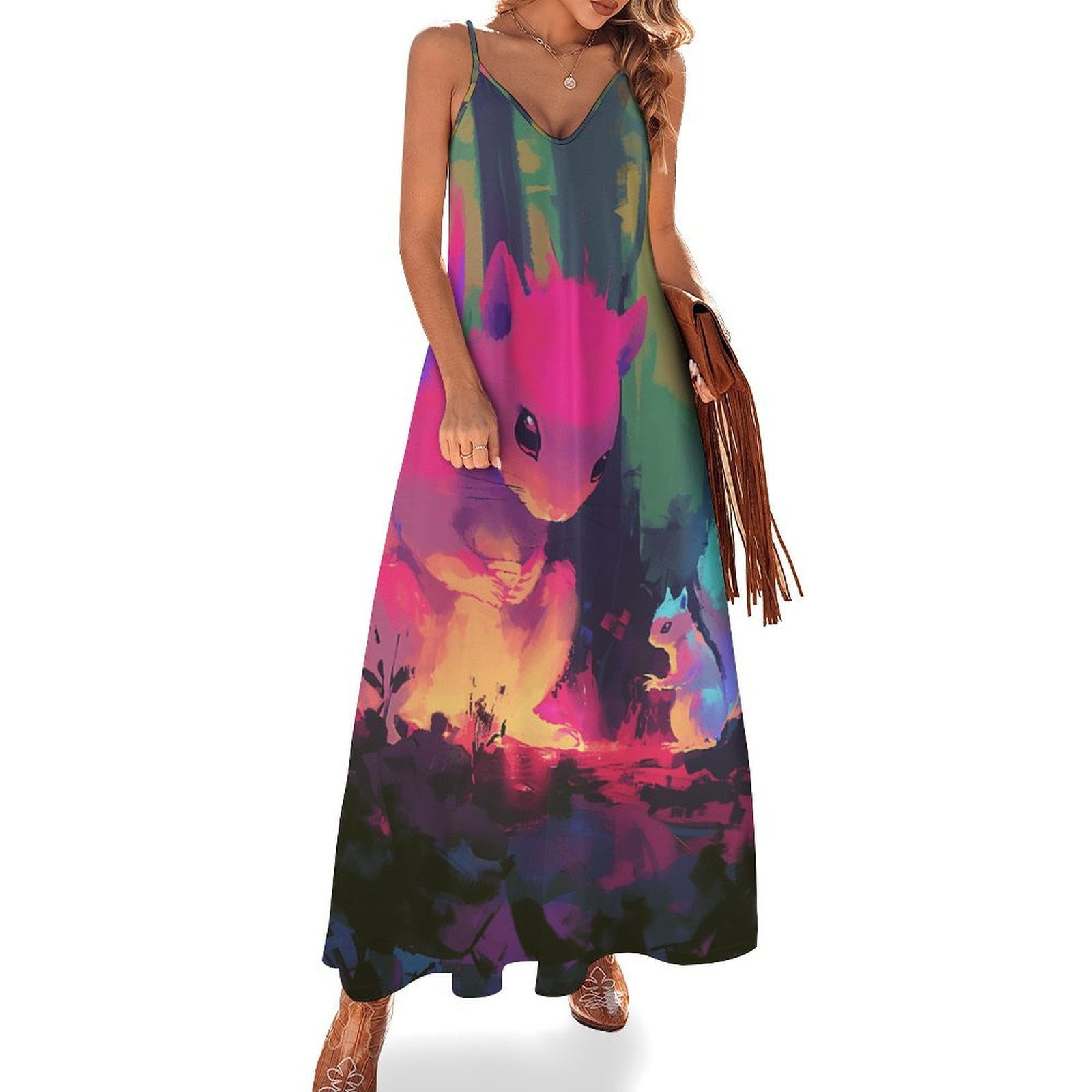 Funny Squirrel Sleeveless Dress Woman Fashion Long Dresses Women's ...