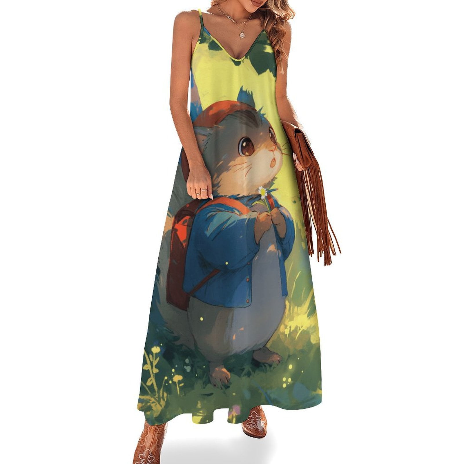 Funny Squirrel Sleeveless Dress Woman Fashion Long Dresses Women's ...