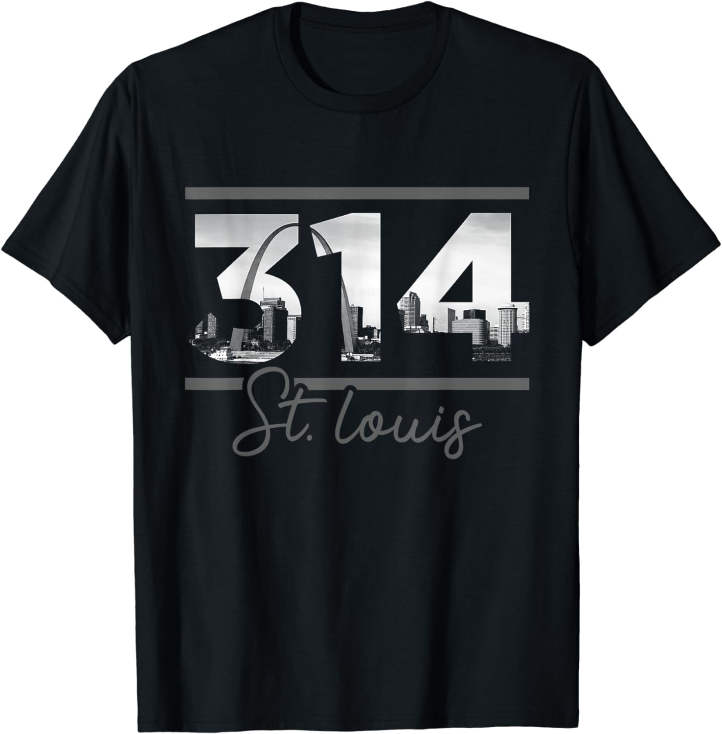 Funny St. Louis 314 Area Code Skyline Missouri Vintage T-Shirt ...
