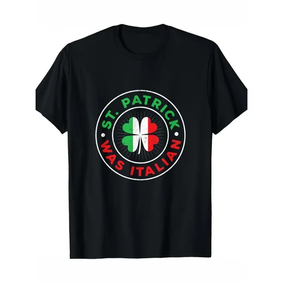 Funny St. Patrick Was Italian Flag Clover Graphic Men's Short Sleeve ...